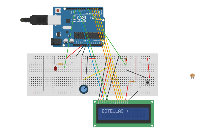 Circuit design contar botellas - Tinkercad