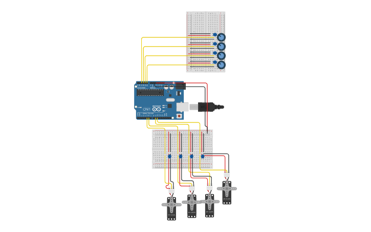 Circuit design Robot Arm Gripper | Tinkercad