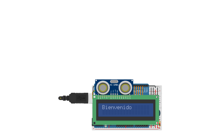 Circuit design arduino ultrasonido - Tinkercad