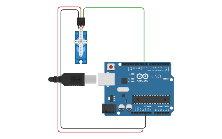 Circuit design SERVO MOTOR INTERFACING - Tinkercad