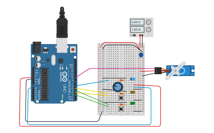 Circuit design Lab THM Part J Servo - Tinkercad