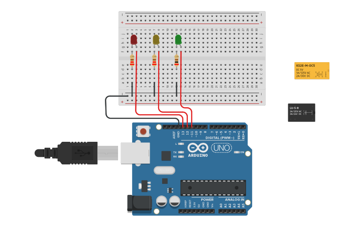 Circuit design Semáforo | Tinkercad