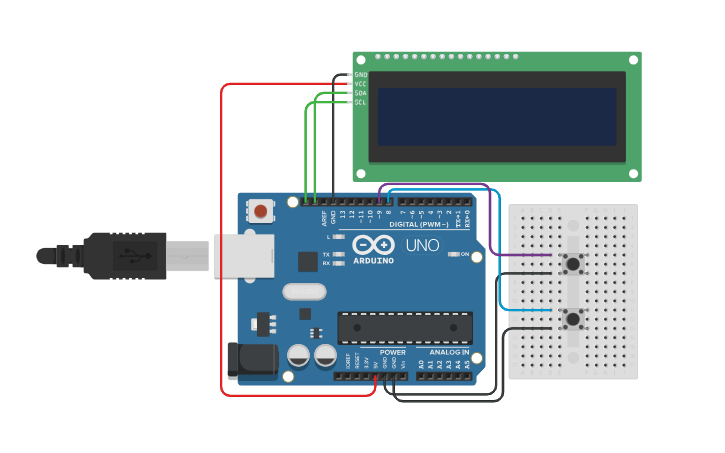 Circuit design LCD Menu - Tinkercad