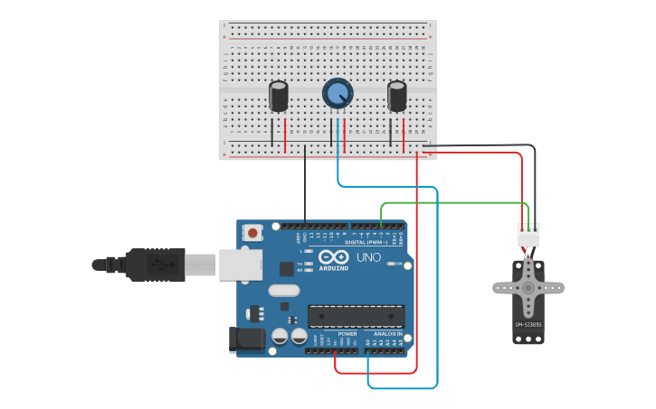 Circuit design POT-Servo - Tinkercad