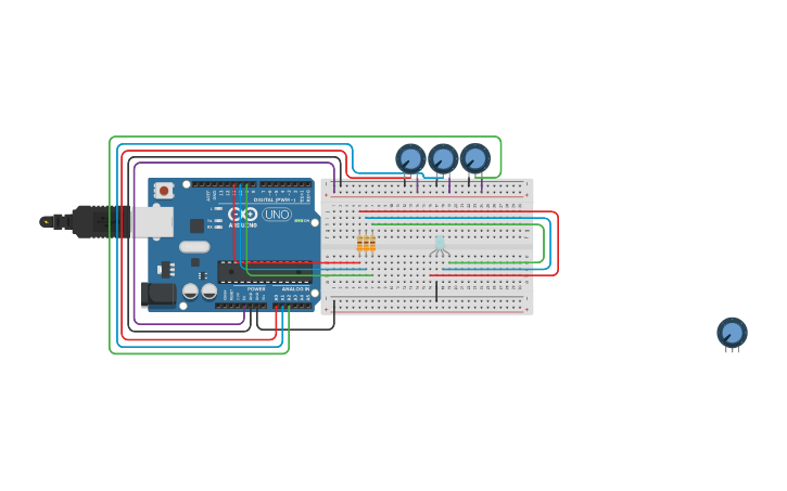 Circuit design RGB Color Mixer | Tinkercad