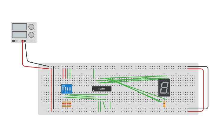 Circuit design CD4511 - Tinkercad