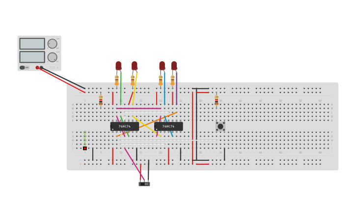 Circuit design Atividade 5.7a: 74HC74 Entrada Serial / Saída Paralela ...