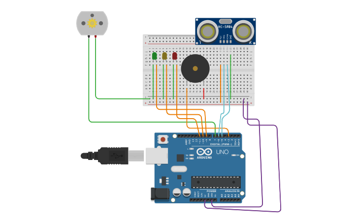 Circuit design IT- exp-6 ultrasonic sensor | Tinkercad