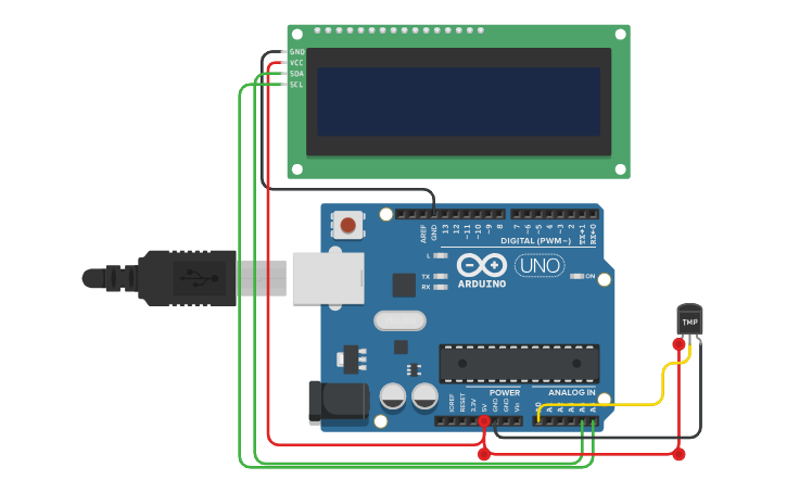 Circuit Design Arduino Lcd Temperature Sensor Tinkercad
