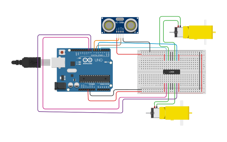 Circuit design Obstacle Avoidance Robot | Tinkercad