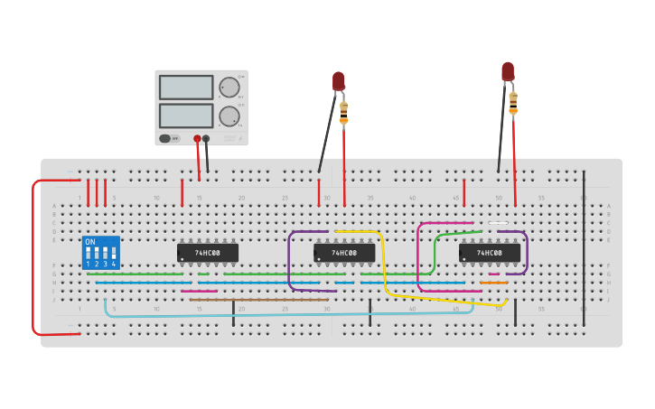 Circuit design full subtractor using NAND gates | Tinkercad