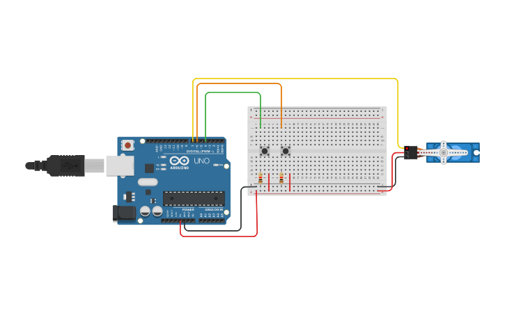 Circuit design Pulsante servomotore - Tinkercad