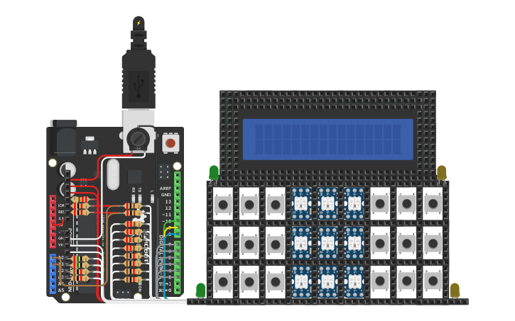 Circuit design NEOPIXEL GAME = HASH (2 PLAYERS) - Tinkercad