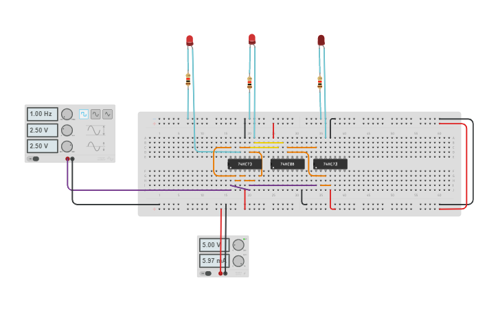 Circuit design synchronous counter | Tinkercad