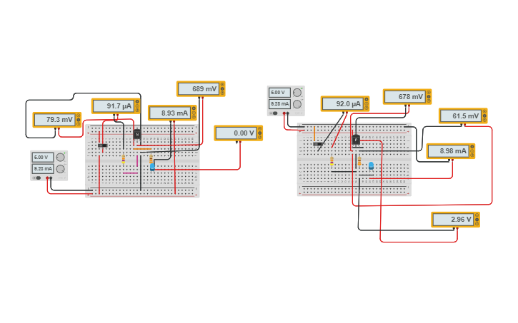 Circuit Design Rangkaian Percobaan Transistor Tinkercad