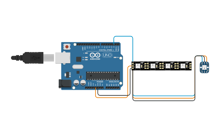 Circuit design NeoPixel strip with Arduino | Tinkercad
