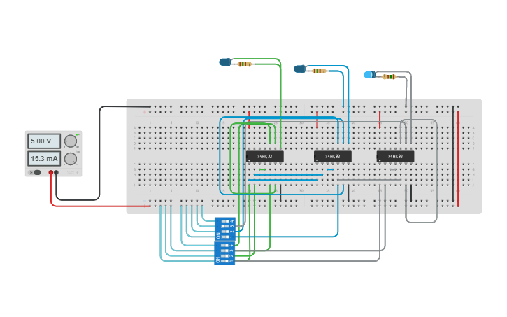 Circuit design 8 to 3 Encoder - Tinkercad