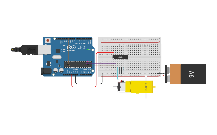 Circuit design Motor DC - Tinkercad