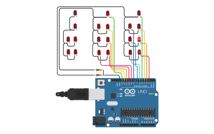 Circuit design Binary Clock - Tinkercad Circuit design Binary Clock - Tinkercad