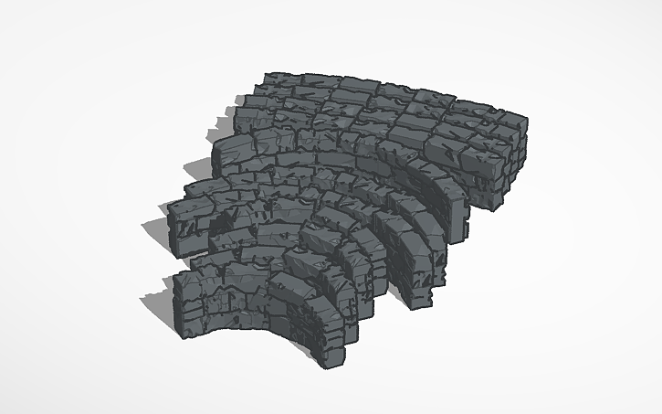 3D design runde Naturstein-Mauern - Tinkercad