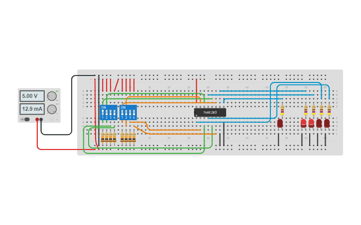 Circuit Design Binary Adder Tinkercad
