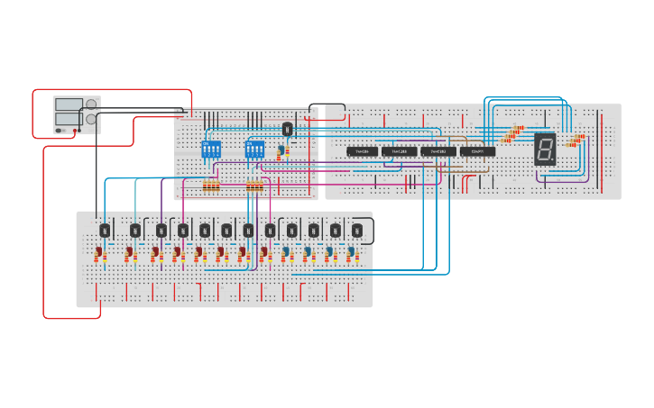 Circuit design TP4 Soustracteur de 2 quartets (complément à 2) - Tinkercad