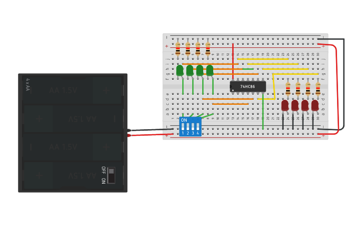 Circuit design Binary To Gray Code | Tinkercad