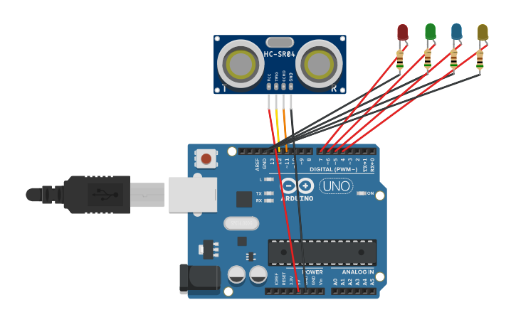 Circuit design CONTROLLING LEDS WITH ULTRASONIC SENSOR BY ABHIPRAGYA ...