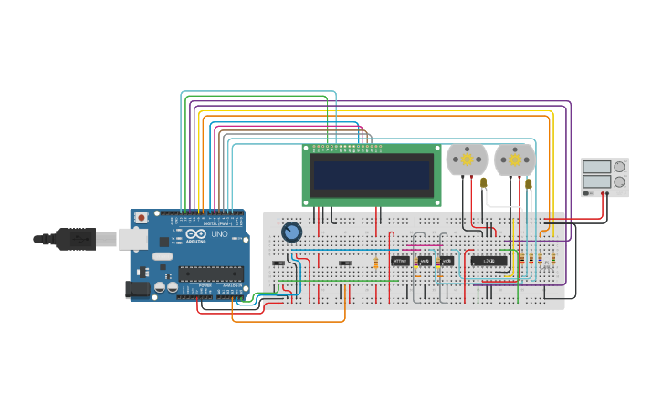 Circuit design trabalho eletrônica | Tinkercad