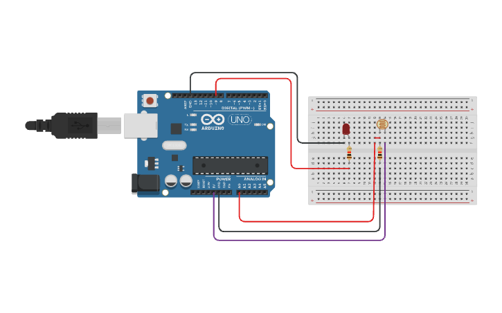 Circuit design LDR Sensor - Tinkercad