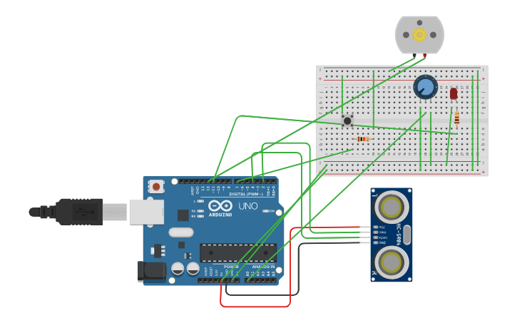 Circuit design Robu Daniel C/C motor with ultrasonic sensor - Tinkercad