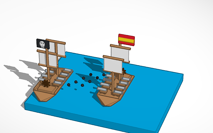 3D design Pirate ships fighting | Tinkercad