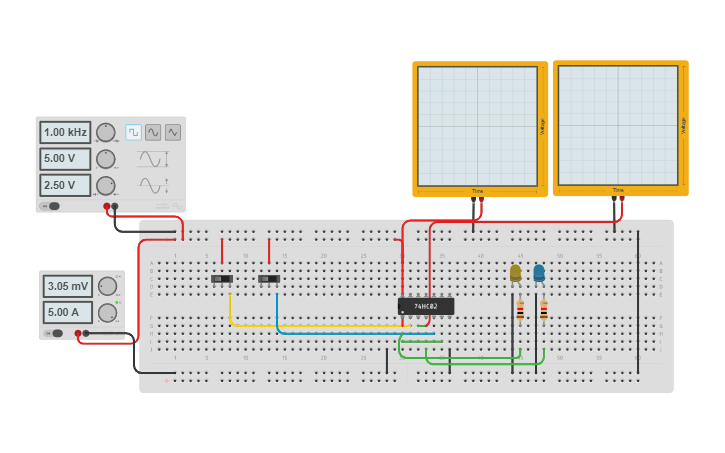 Circuit design Flip Flop SR - NOR - Tinkercad