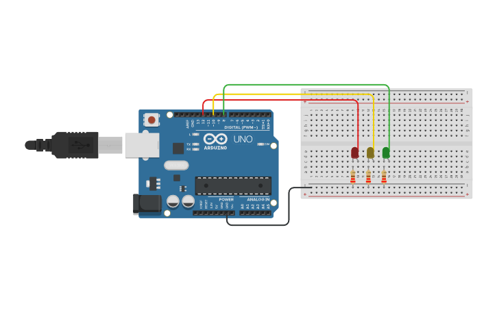 Circuit Design Arduino Traffic Light Tinkercad