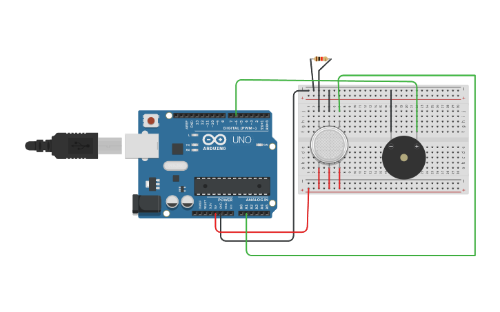 Circuit design Air pollution monitoring system - Tinkercad