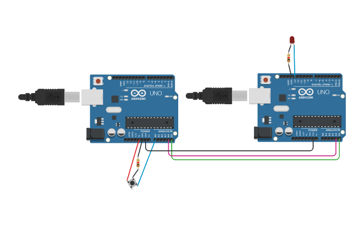 Circuit Design Two Arduino Boards Using I2c Serial Communication