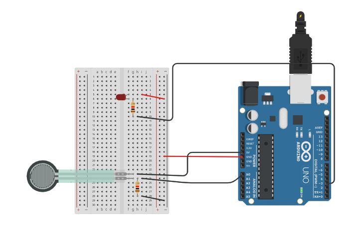 Circuit design Pressure sensor - Tinkercad