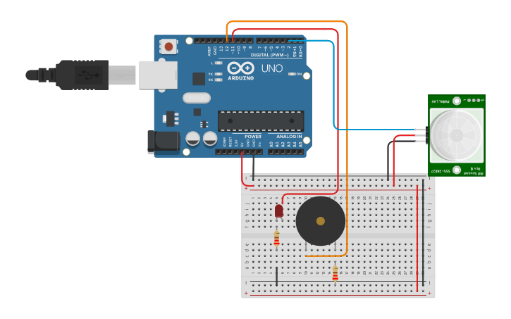 Circuit design E3: Motion Sensor - Tinkercad