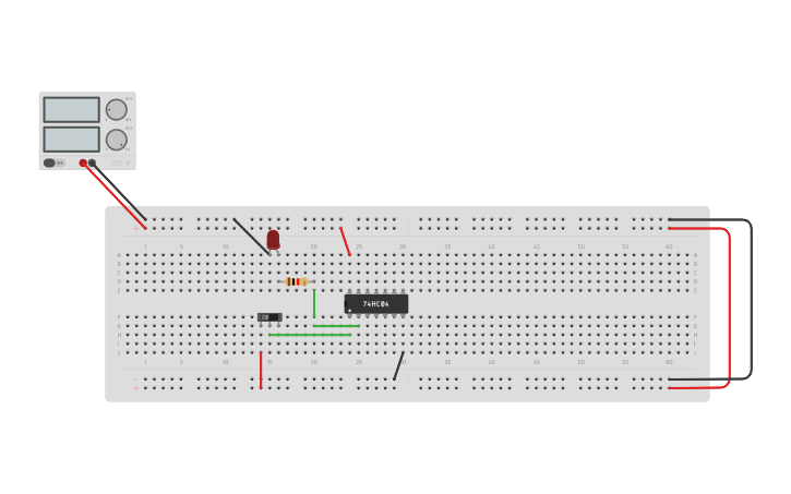 Circuit design NOT Gate - Tinkercad