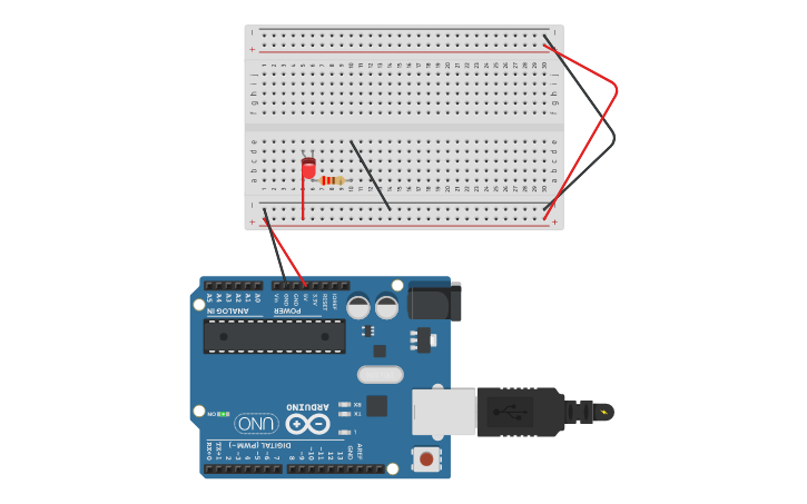 Circuit design Encender LED - Tinkercad