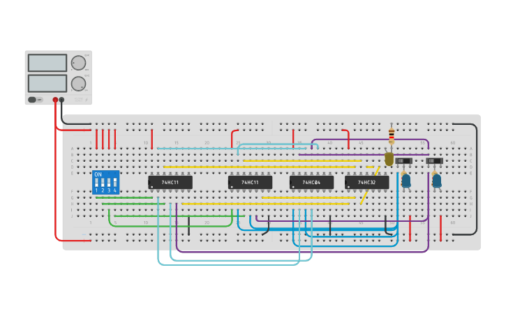 Circuit design 4x1 MUX using basic | Tinkercad