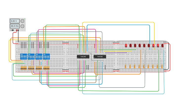 Circuit Design Circuito Sumador 8 Bits Tinkercad