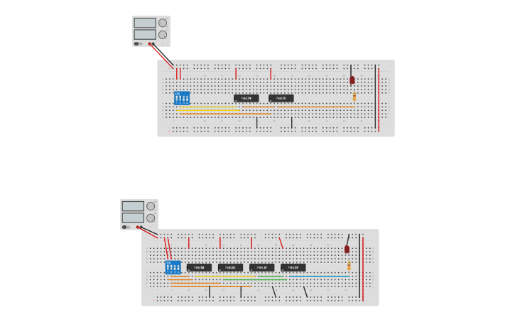Circuit design Lógica Combinacional - Tinkercad