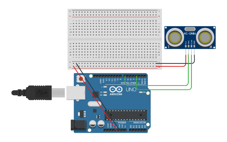 Circuit design distance sensor - Tinkercad
