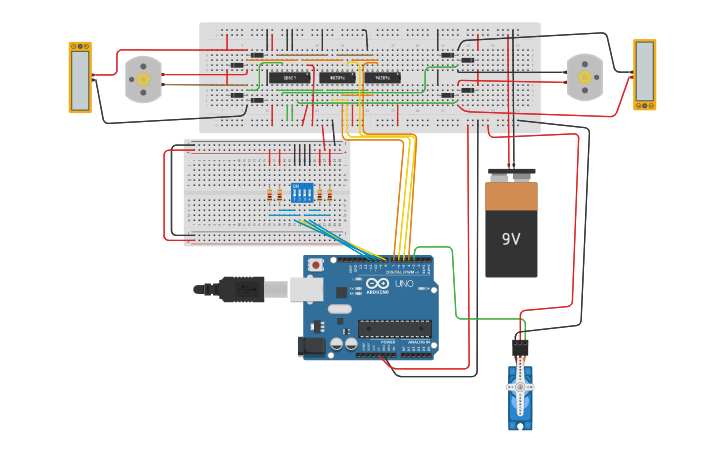 Circuit design 07_Line_tracking with Pick and Place - Tinkercad
