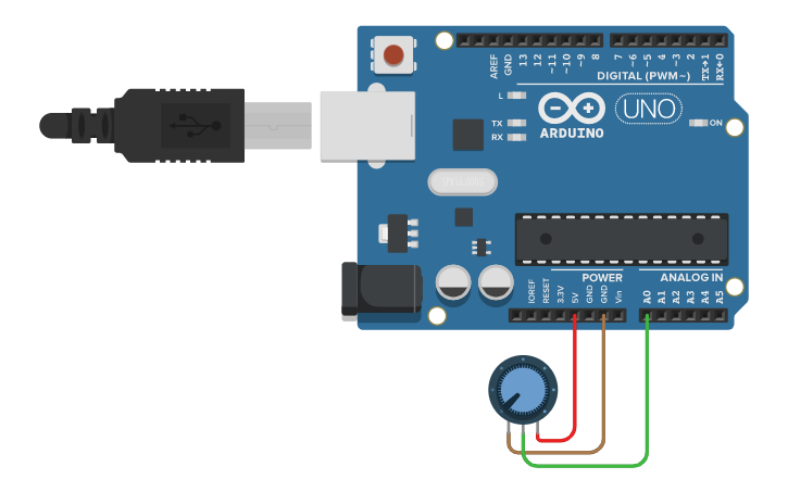 Circuit design Potentiometer | Tinkercad