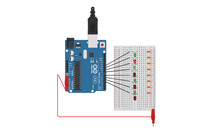 Circuit design bucle for 2 | Tinkercad