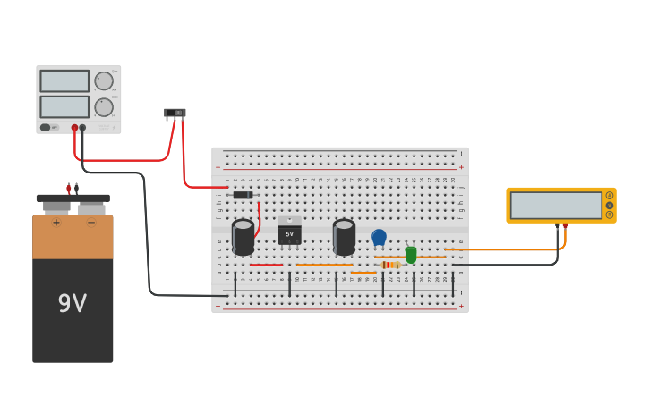 Circuit design 5V Regulated Power - Tinkercad