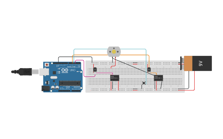 Circuit design DC Motor Direction With Relay - Tinkercad