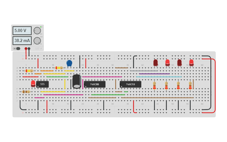 Circuit Design 4 Bit Counter Tinkercad